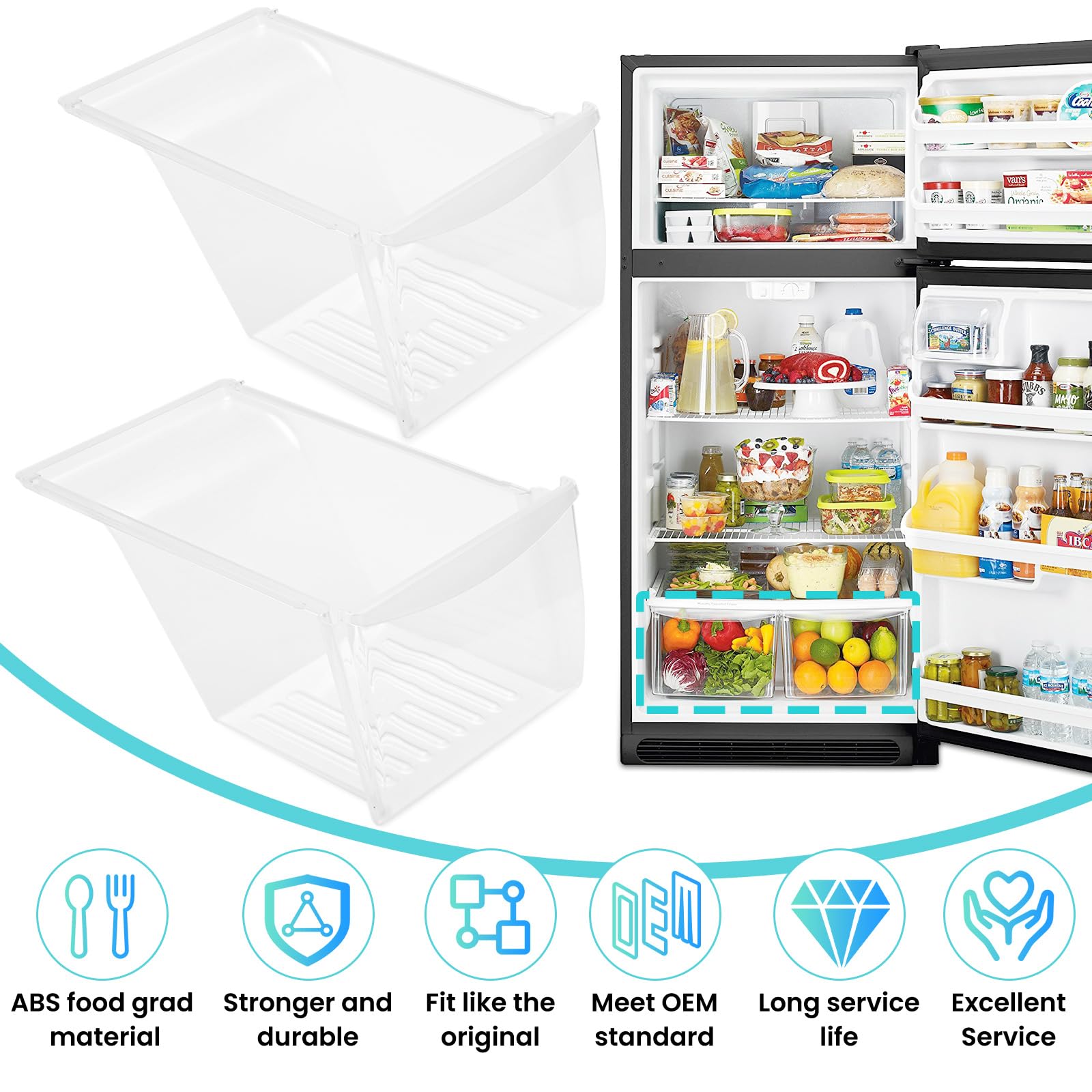Clear Crisper Pan 240337103 2-Pack Crisper Drawer Pans – Compatible ...