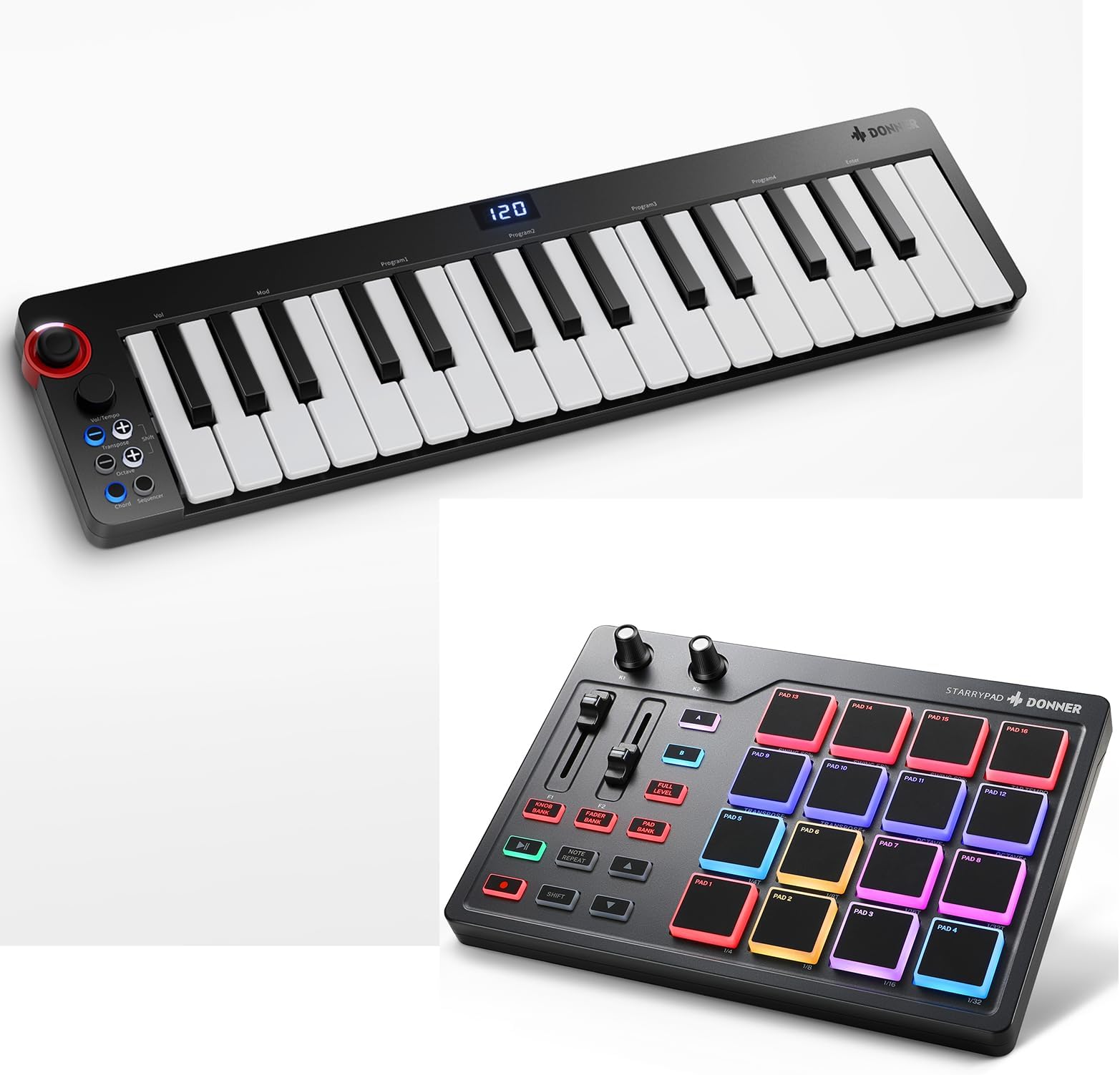 Amazon.com: Donner N-32 USB MIDI Keyboard+MIDI Pad Bundle : Musical ...