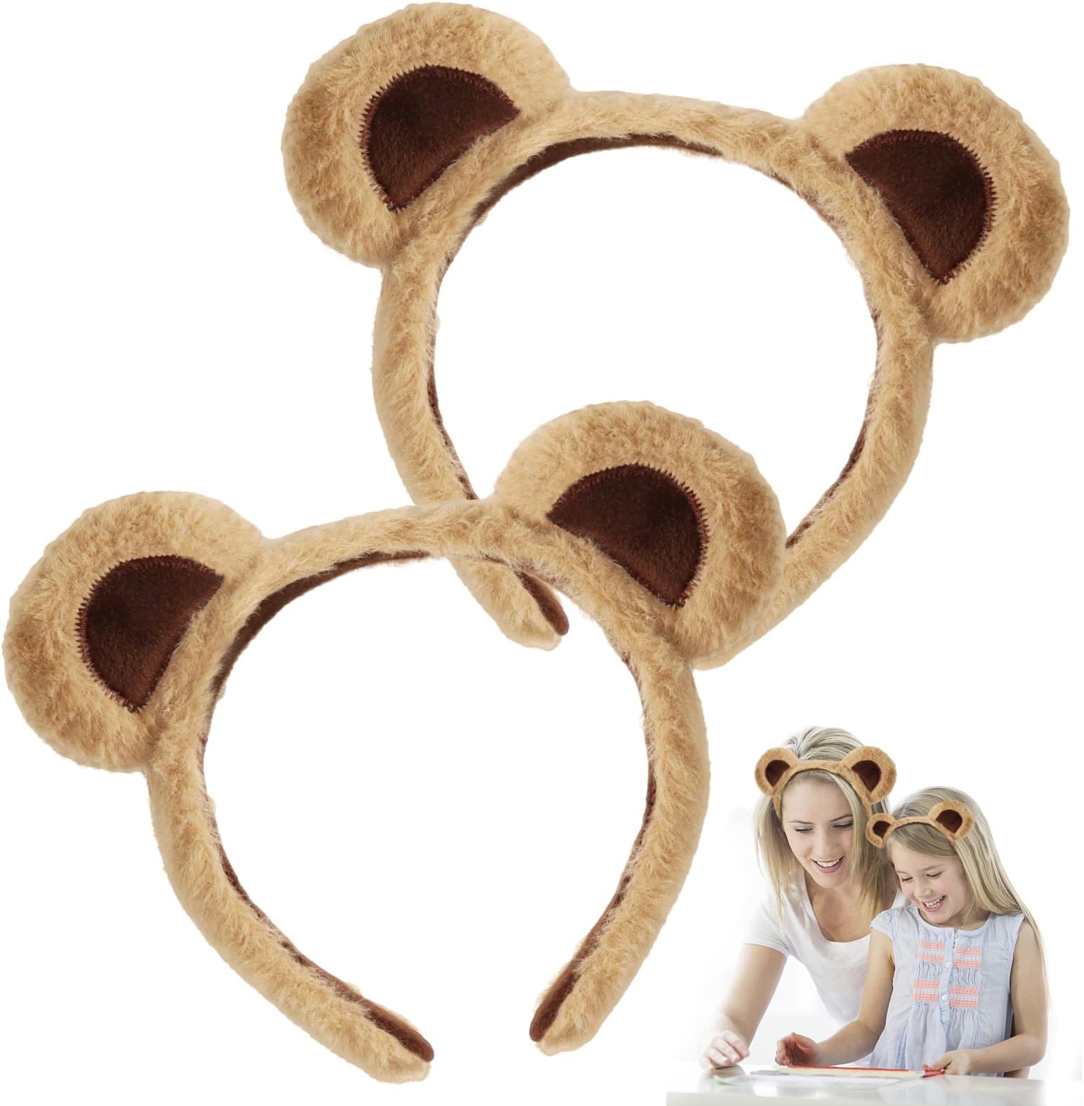 Amazon.com: AEDOVE 2 Pcs Brown Bear Ears Headband Animal Headband Bear Ear Hair Bands for ...