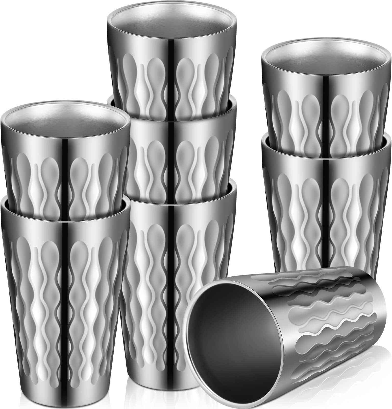 Amazon.com | Mimorou 8 Pack 16oz Stainless Steel Cups Pint Cup Metal ...