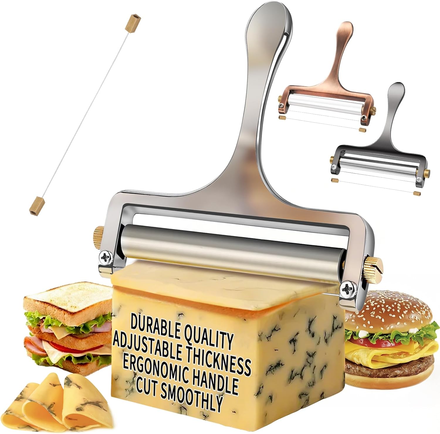 TOPULORS Wire Cheese Slicer Stainless Steel Handheld Cheese Cutter for ...