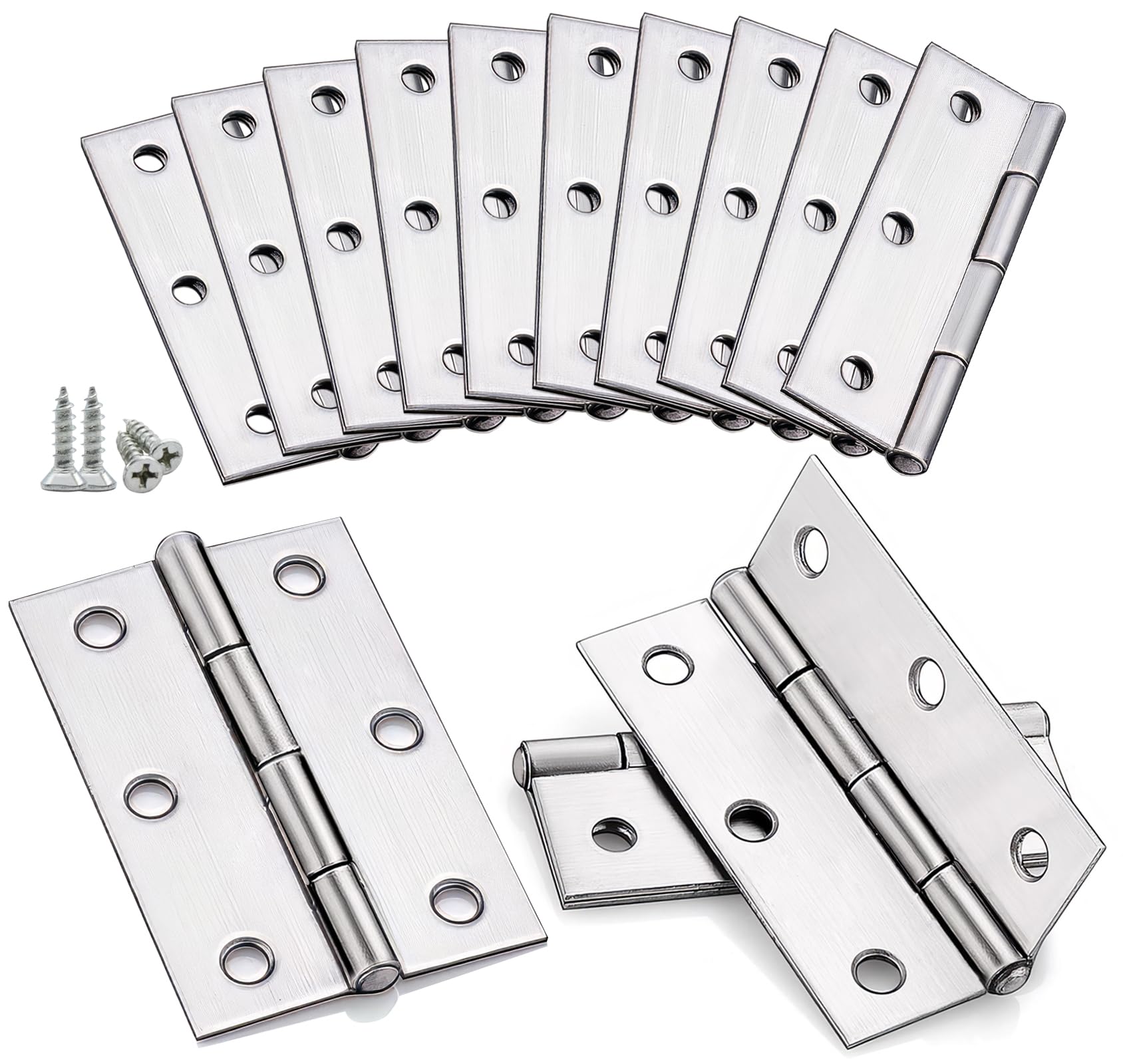 Anstore 10Pcs 44mm Door Hinges, 1.73'' Small Hinges for Wood, Silver ...