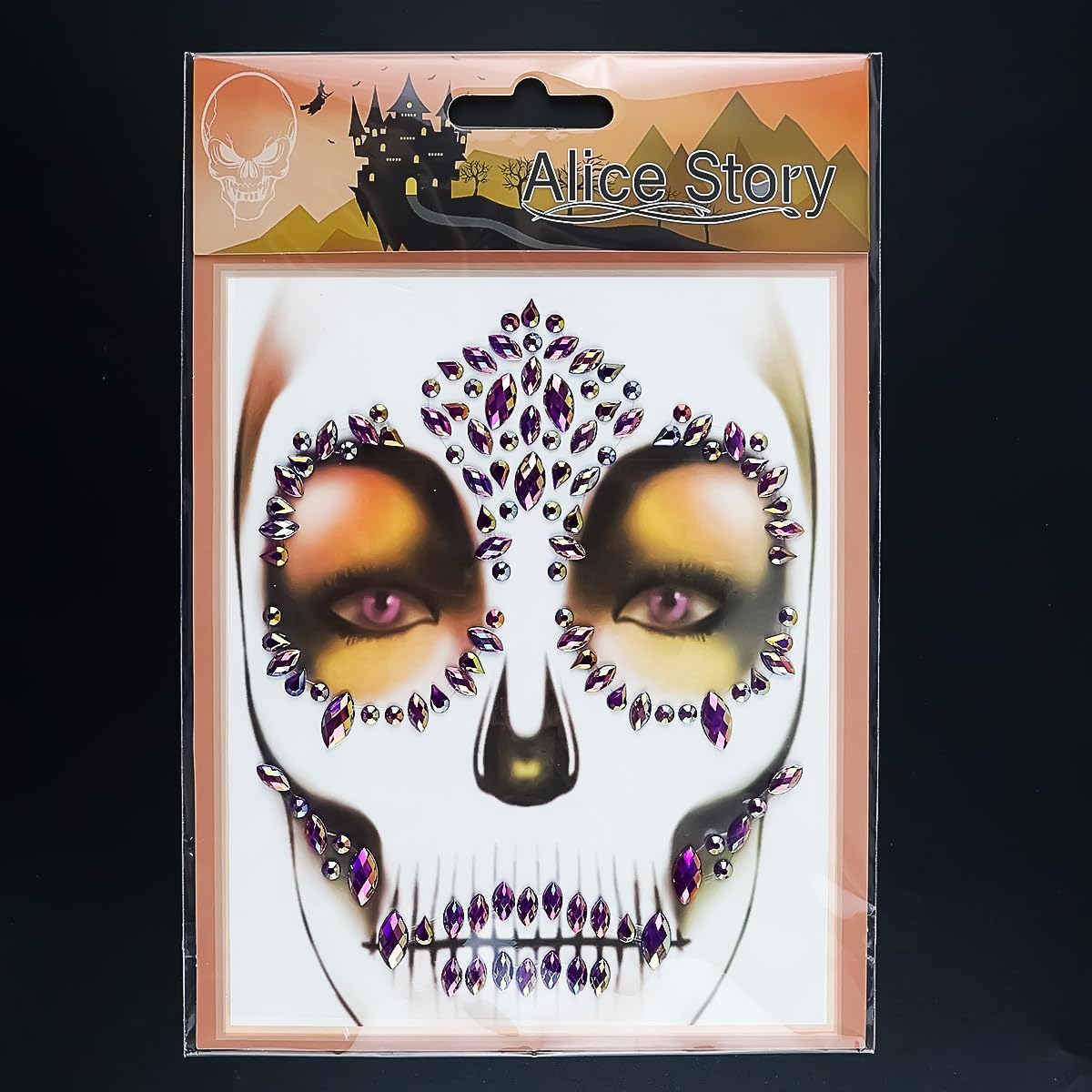 Amazon.com : Halloween Face Jewels Stickers Sugar Skull Face Gems ...