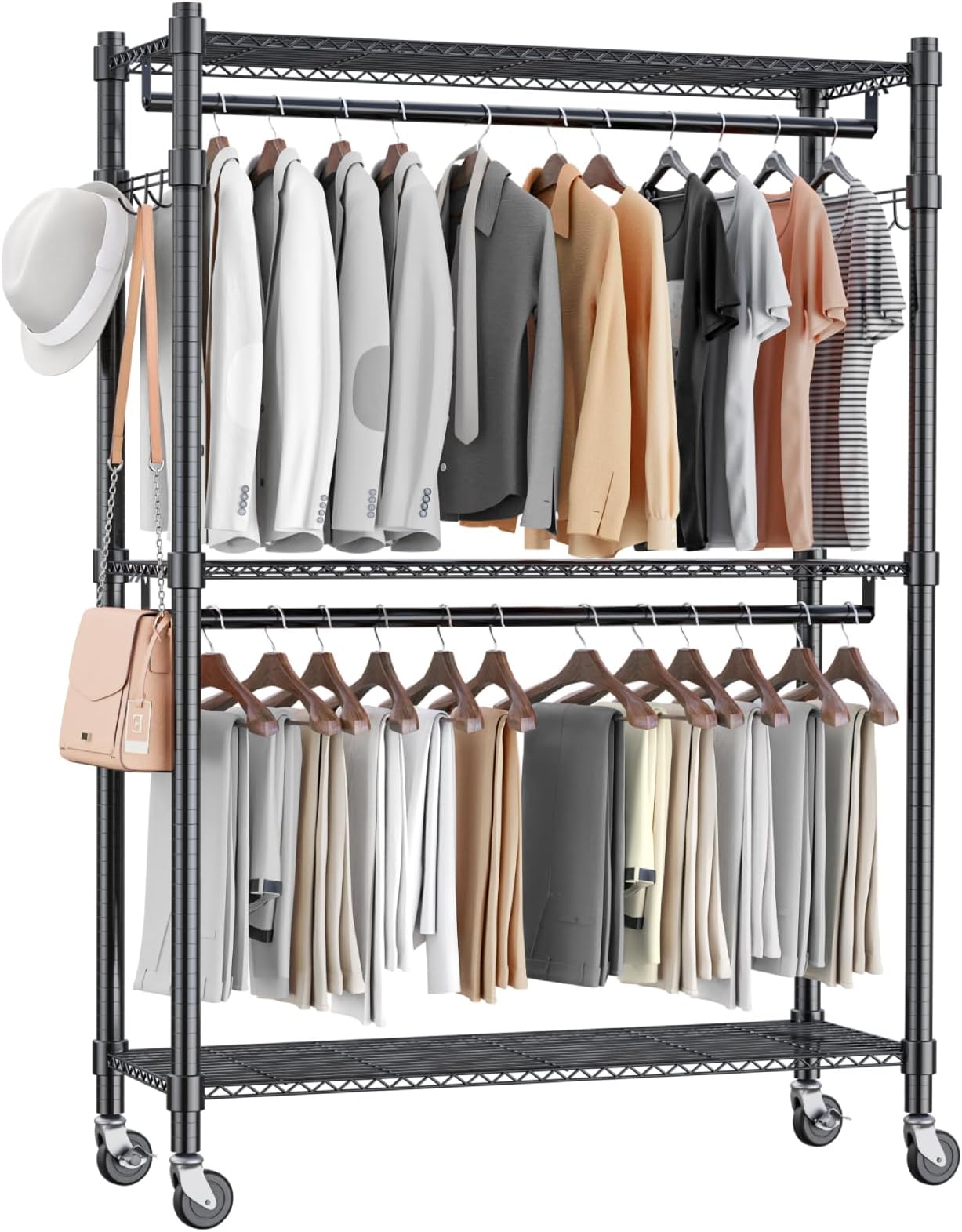 Amazon.com: HYSEYY Heavy Duty Clothes Rack Load 450 LBS, Metal Garment ...