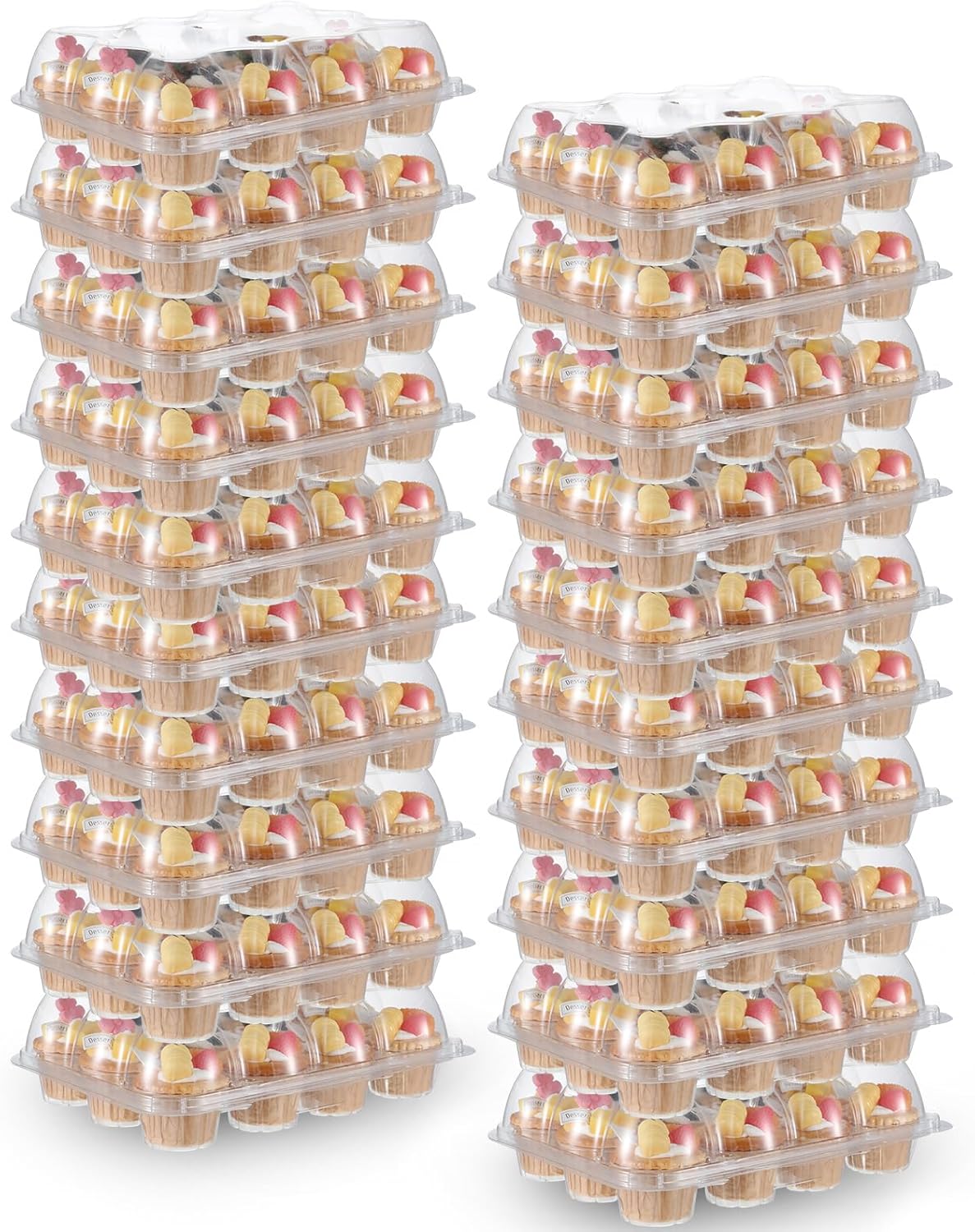 Amazon.com: 50 Pack Cupcake Carrier for 12 Cupcakes Dozen Stackable ...