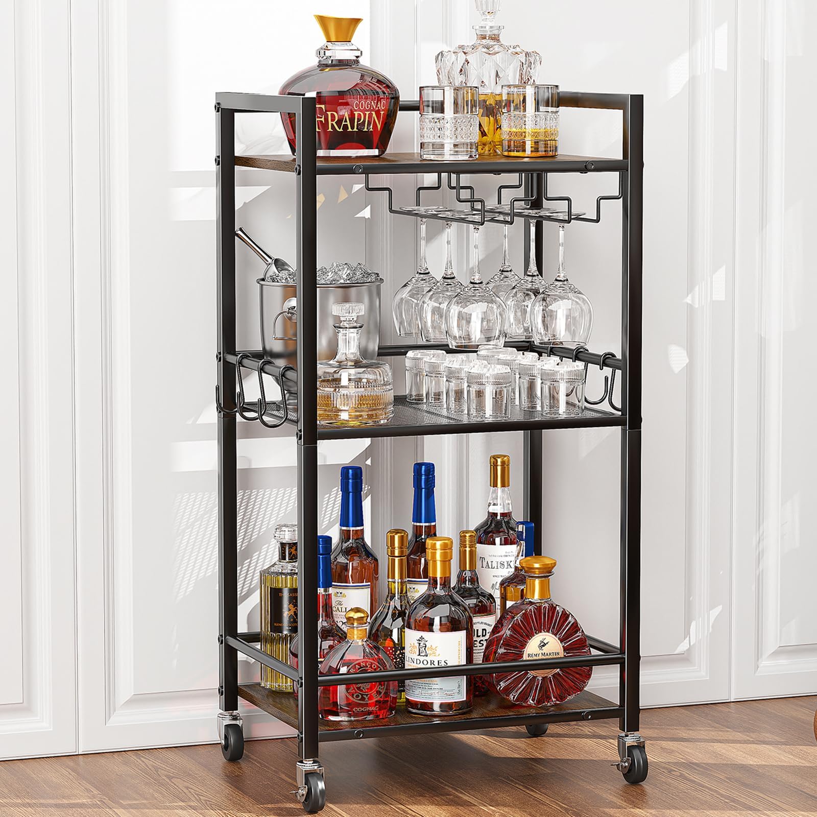 Amazon.com - J-yaamiZz Gold Bar Carts with 4-Tier Storage Shelves ...