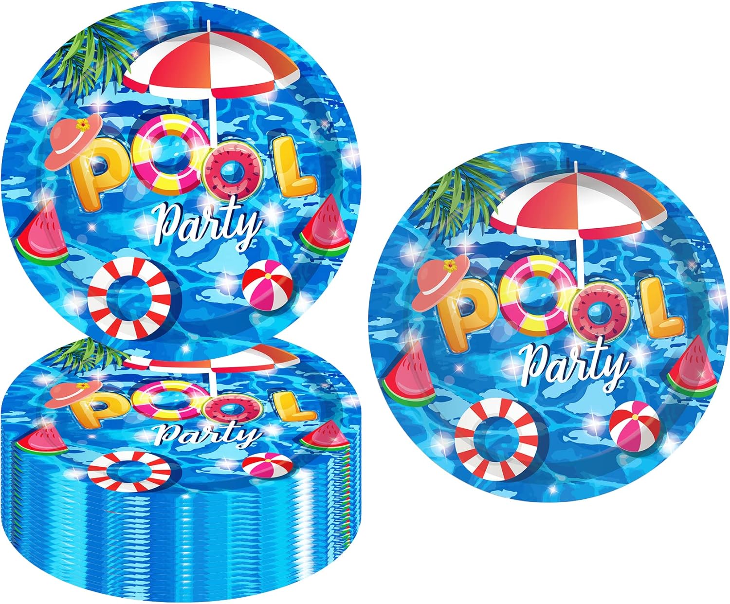 Amazon.com: SOUYWHMS 50 Pcs Pool Party Supplies, Beach Party Plates 7 ...