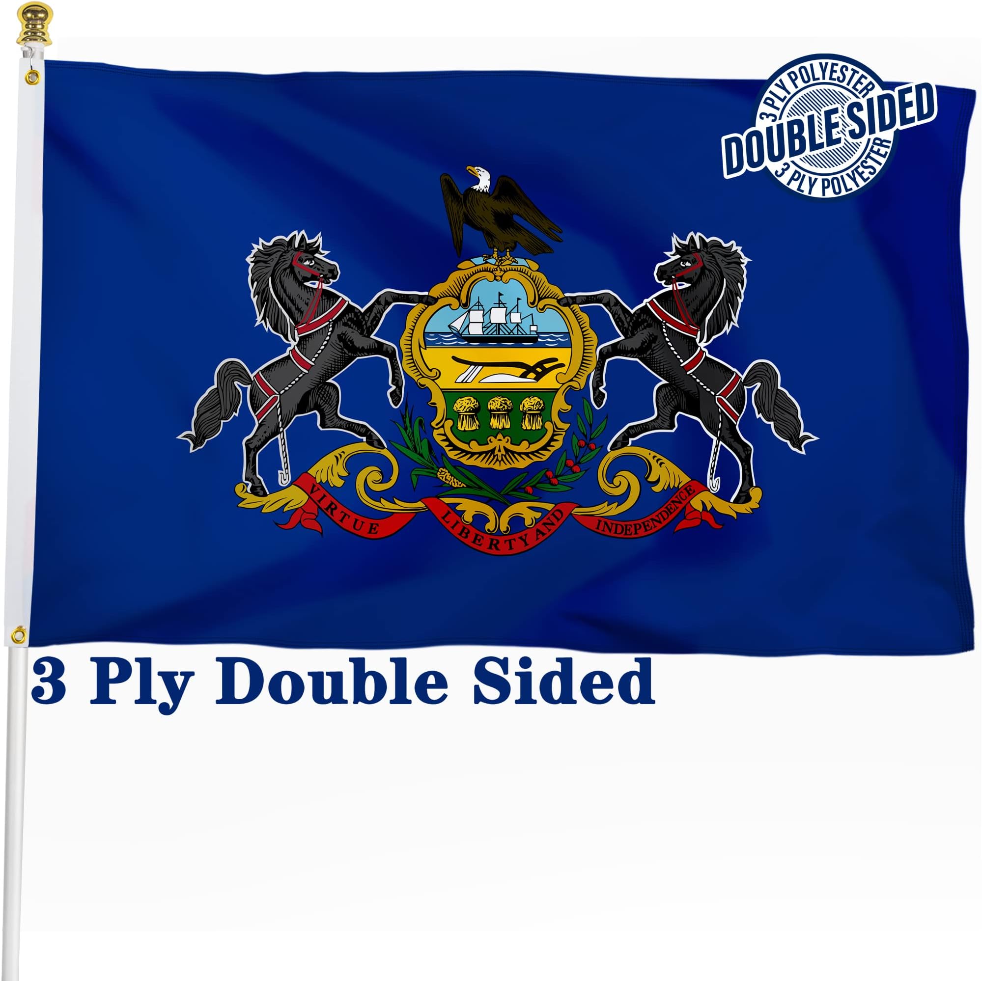 Amazon.com : REIDFERR Pennsylvania Flag 3x5 Outdoor Double Sided ...