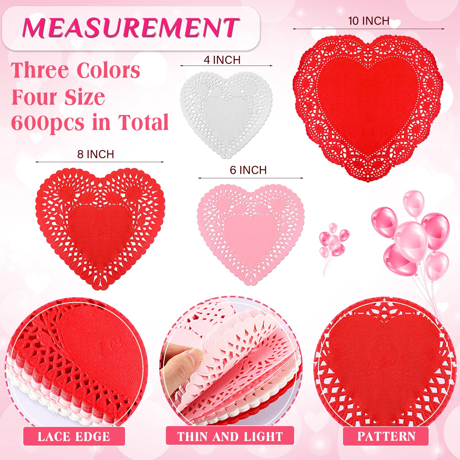 Snapklik.com : Valentine Heart Doilies Set Heart Shaped Paper Doilies ...