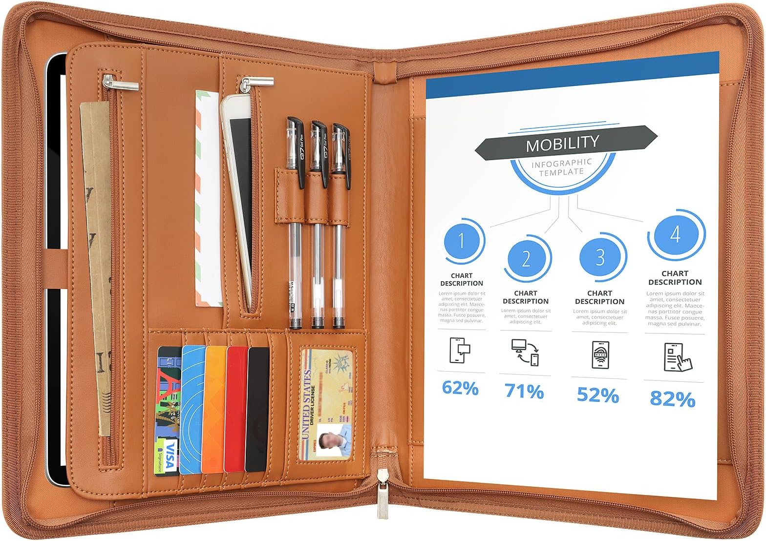 Amazon.com : Ringsun PU Leather Portfolio for Men, Leather Padfolio ...