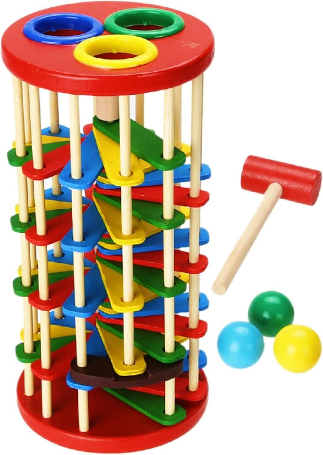 Amazon.com: Deluxe Knock, Pound and Roll Wooden Tower Toy with Hammer ...