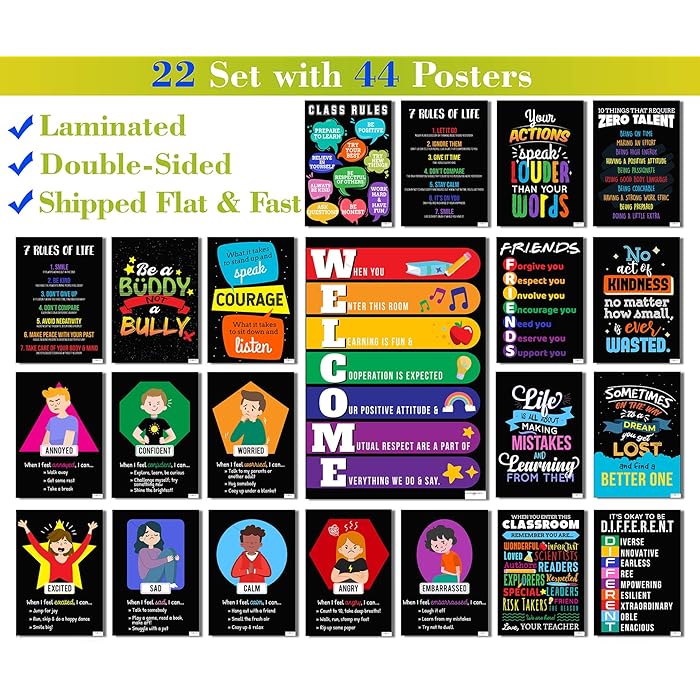 Buy Social Emotional Learning Feelings Posters For Kids 22 Set - 44 ...