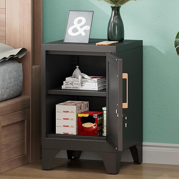 Amazon.com: Metal Nightstand Cabinet with Lock,23.6" H Lockable End ...