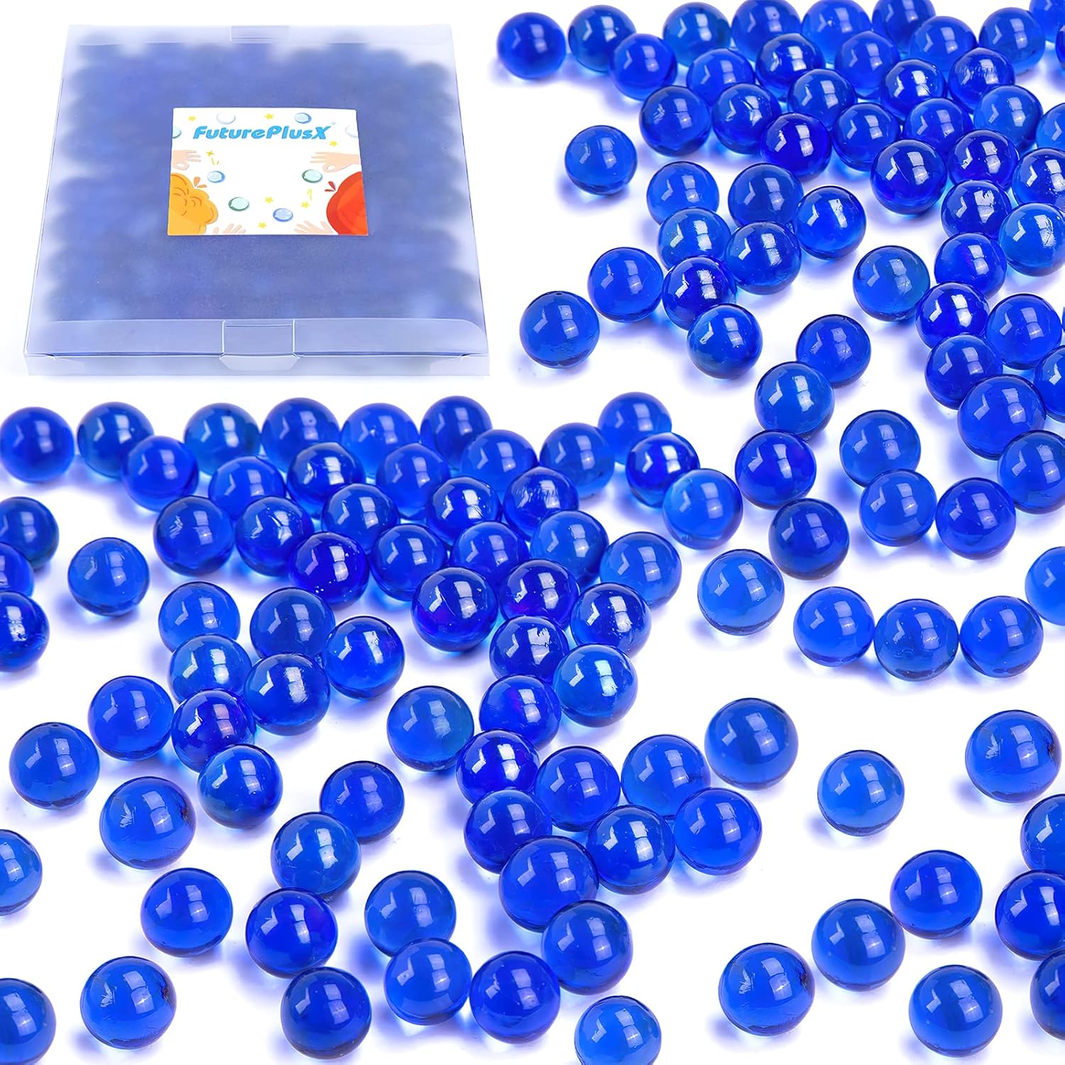 Amazon.com: FUTUREPLUSX Blue Glass Marbles, 1LB Blue Round Marble Beads ...