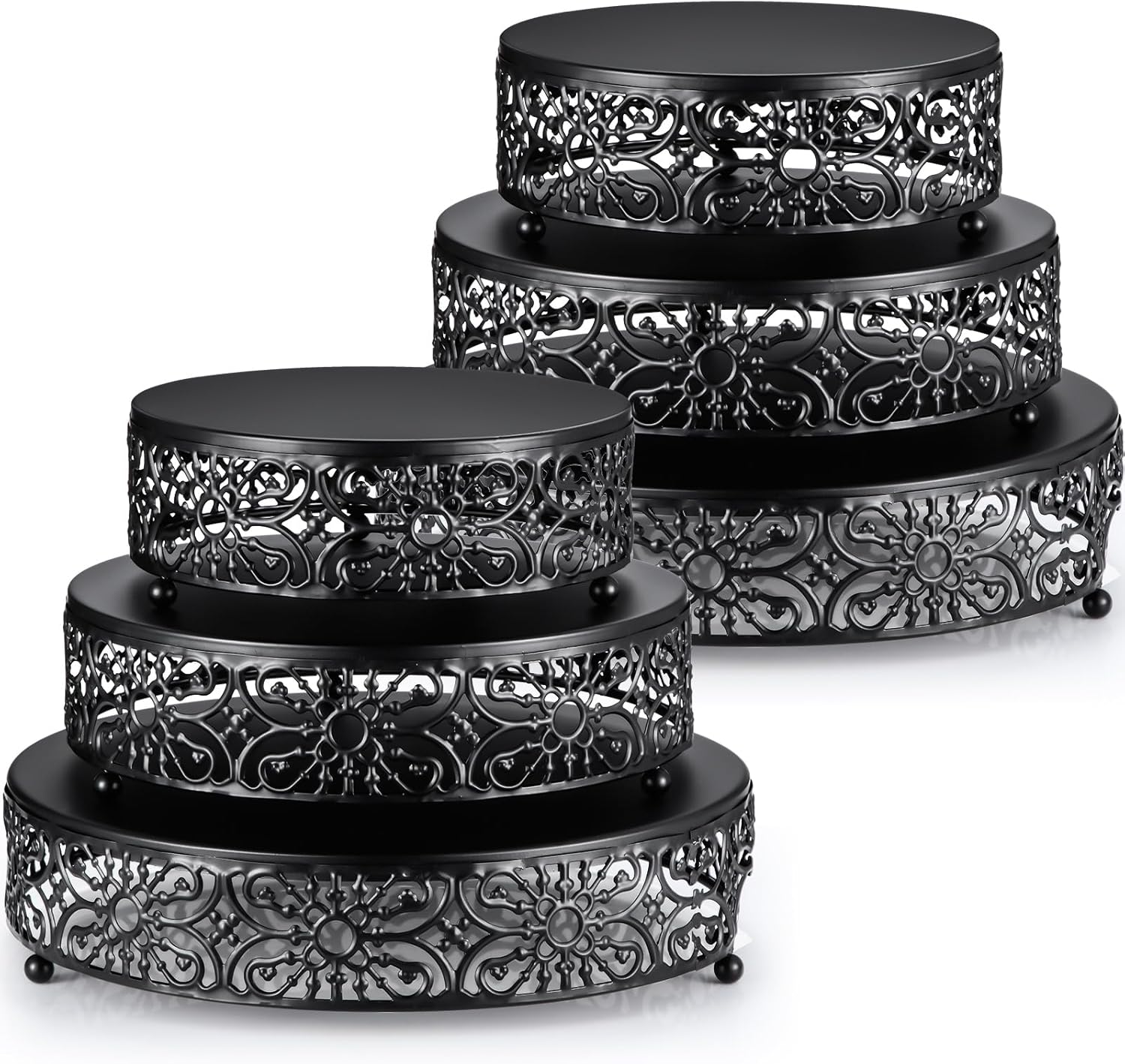 Amazon.com | Lallisa 6 Pack Black Cake Stand Set Round Wedding Cake ...