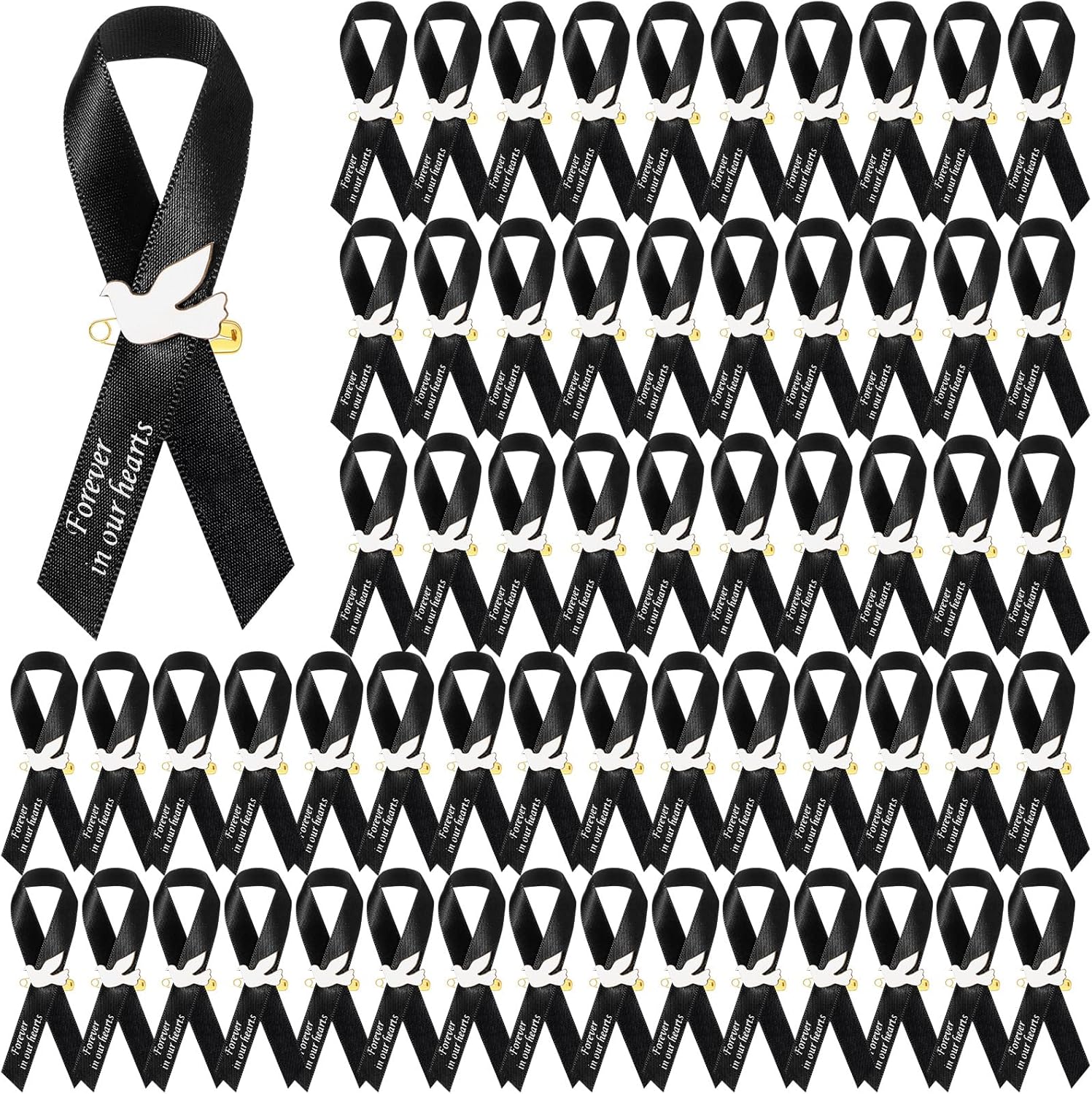 Amazon.com: 50 Pcs Dove Funeral Ribbons Memorial Ribbon Funeral Pins ...