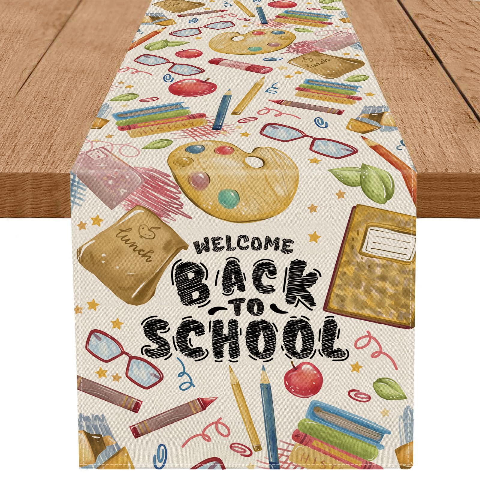 Amazon.com: Welcome Back to School Table Runner Books Pencil Glasses ...