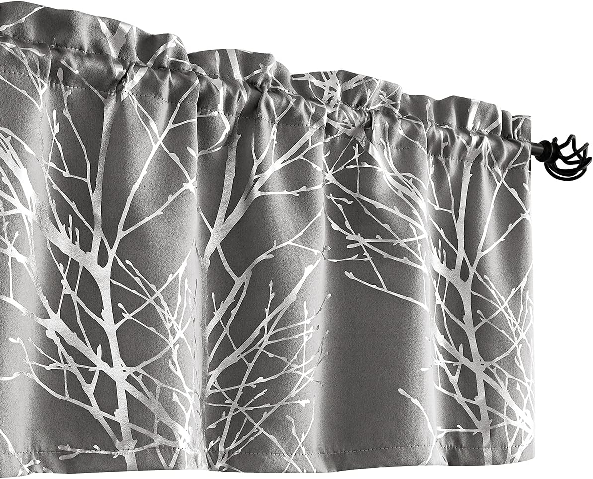 Amazon.com: FMFUNCTEX Grey Kitchen Valances for Living Room 18inch Foil ...