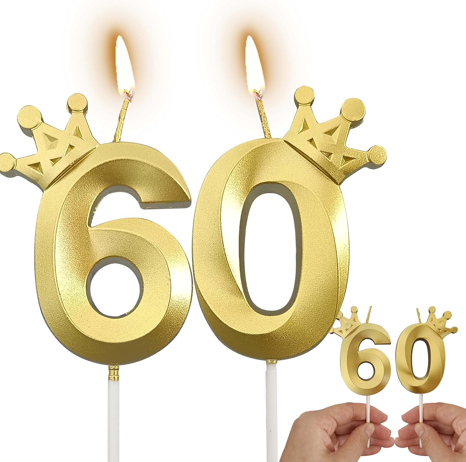 Amazon.com: The Number 60 Gold Birthday Candles for Cake is Beautiful ...