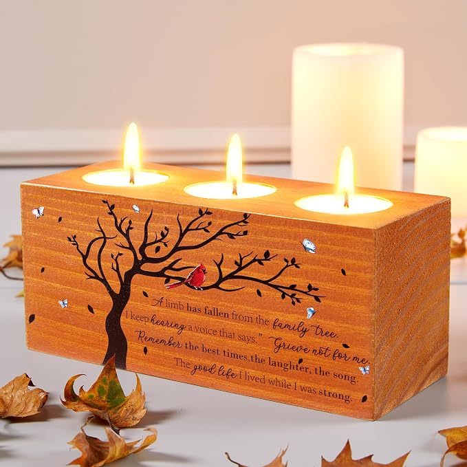 Amazon.com: Sympathy Gift, Wooden Memorial Tea Light Candle Holder, A ...