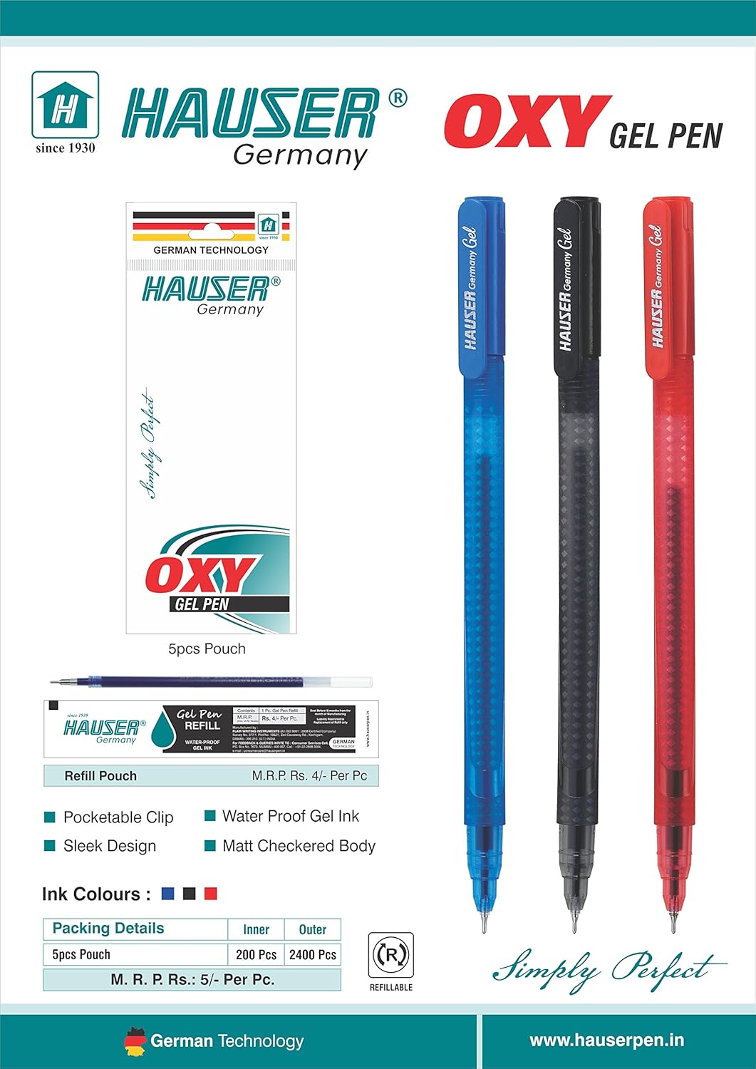 Hauser OXY Gel Pen Black Pack of - 60 : Amazon.in: Office Products