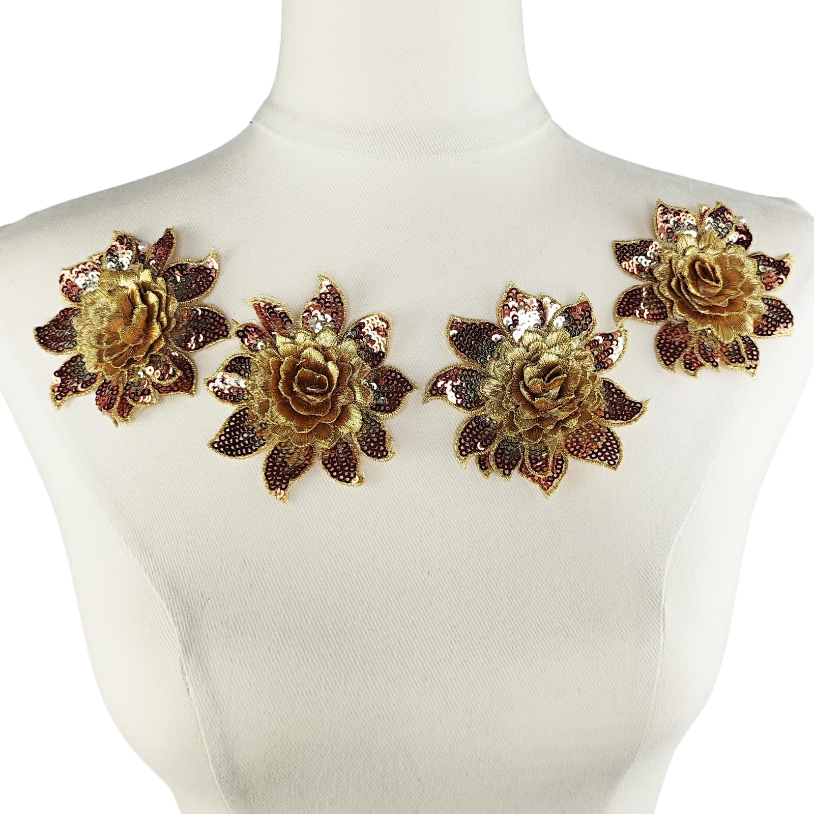 Amazon.com: Carytalee 5 PC Rose Flower Sequins Lace Embroidery Patch ...
