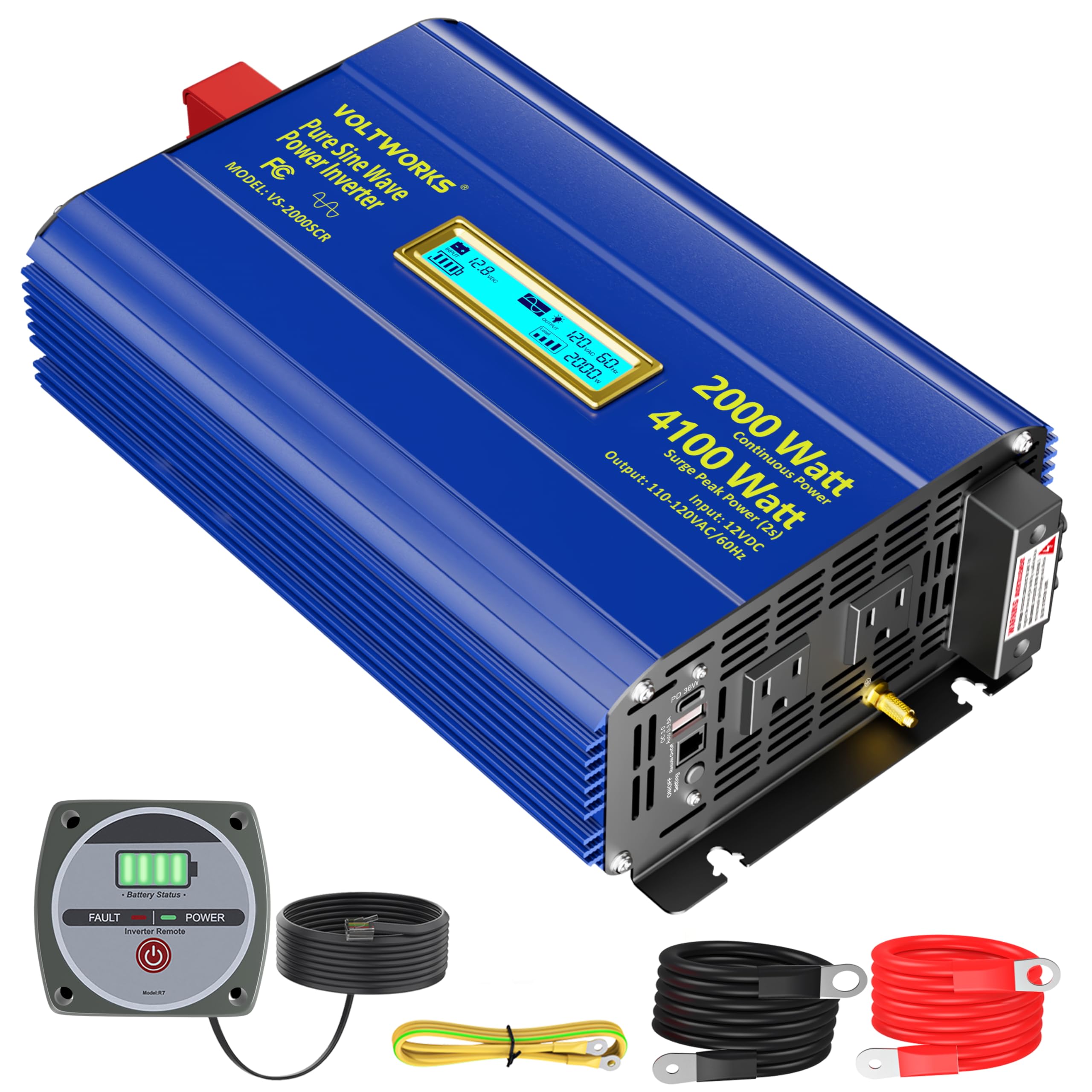 Amazon.com: Power Inverter 2000Watt Pure Sine Wave Inverter 12V to 110V ...