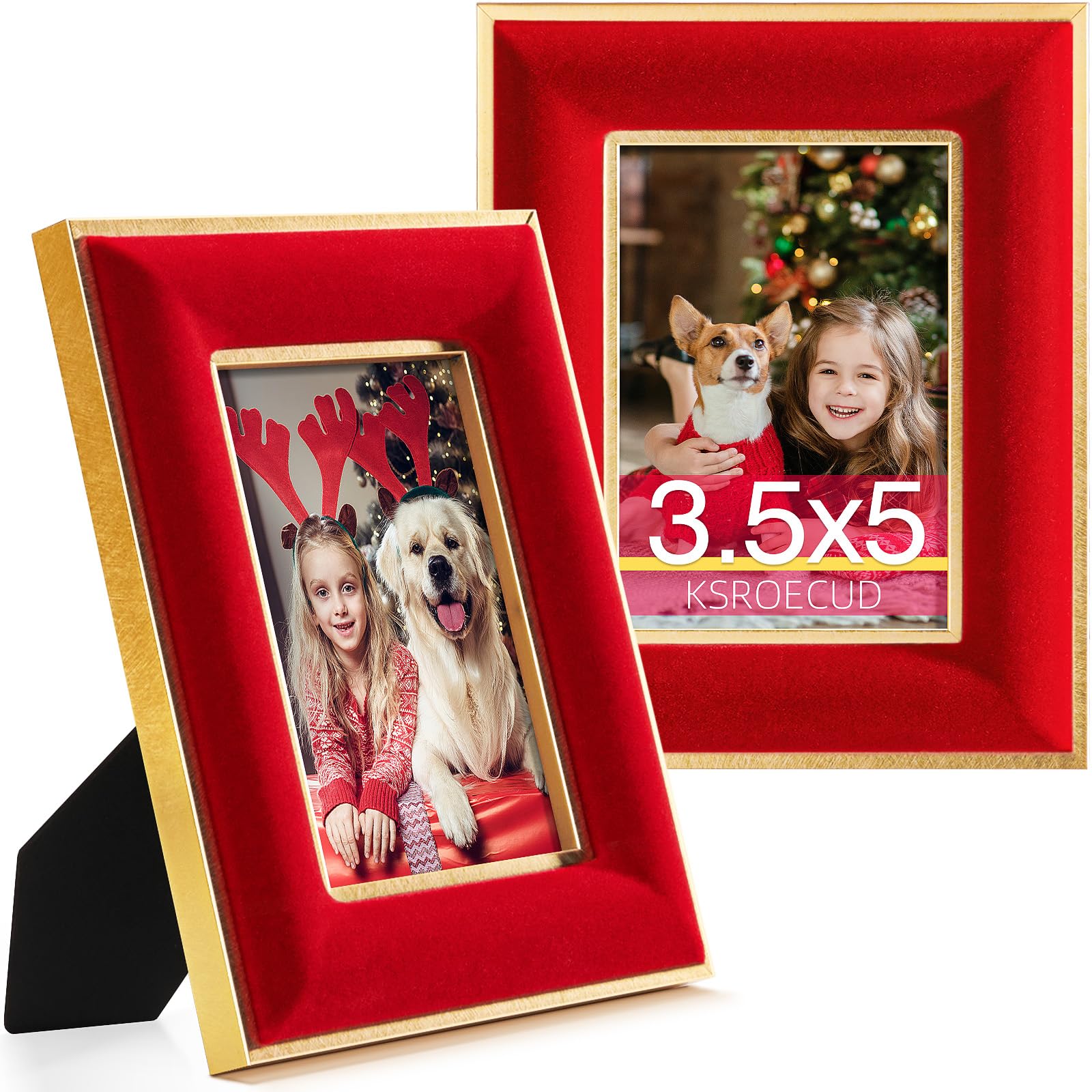 Amazon.com - KSROECUD 3.5x5 Velvet Picture Frame, Red Photo Frames with ...