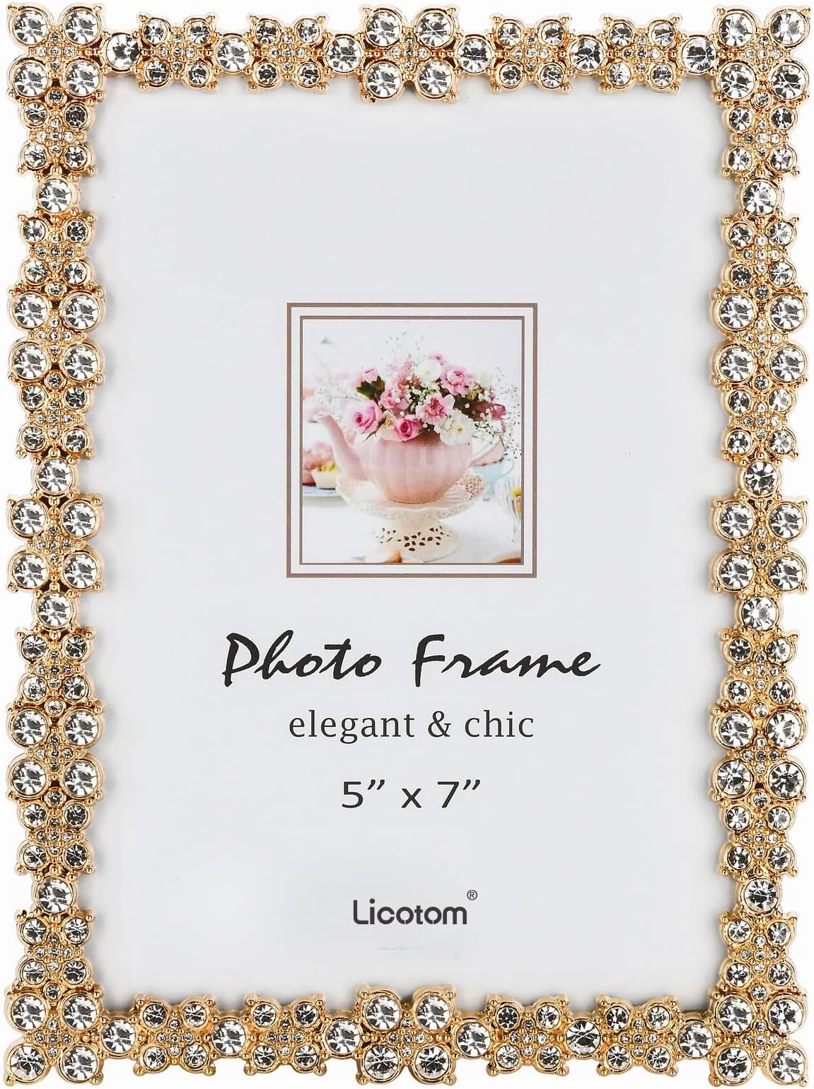 Amazon.com: Licotom Luxury Metal Picture Frame with Brilliant Crystals ...