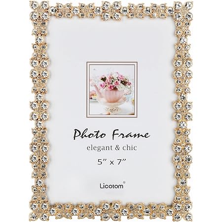 Amazon.com: Licotom Luxury Metal Picture Frame with Brilliant Crystals ...