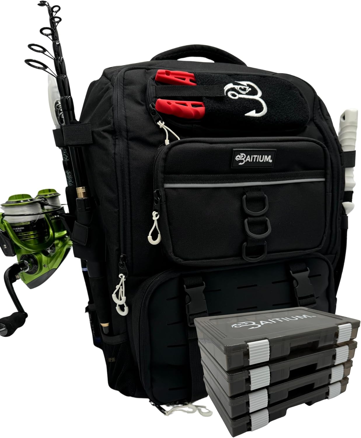 Fishing Backpack, Tackle Bag With Rod Holders, 40L Capacity With Cooler ...