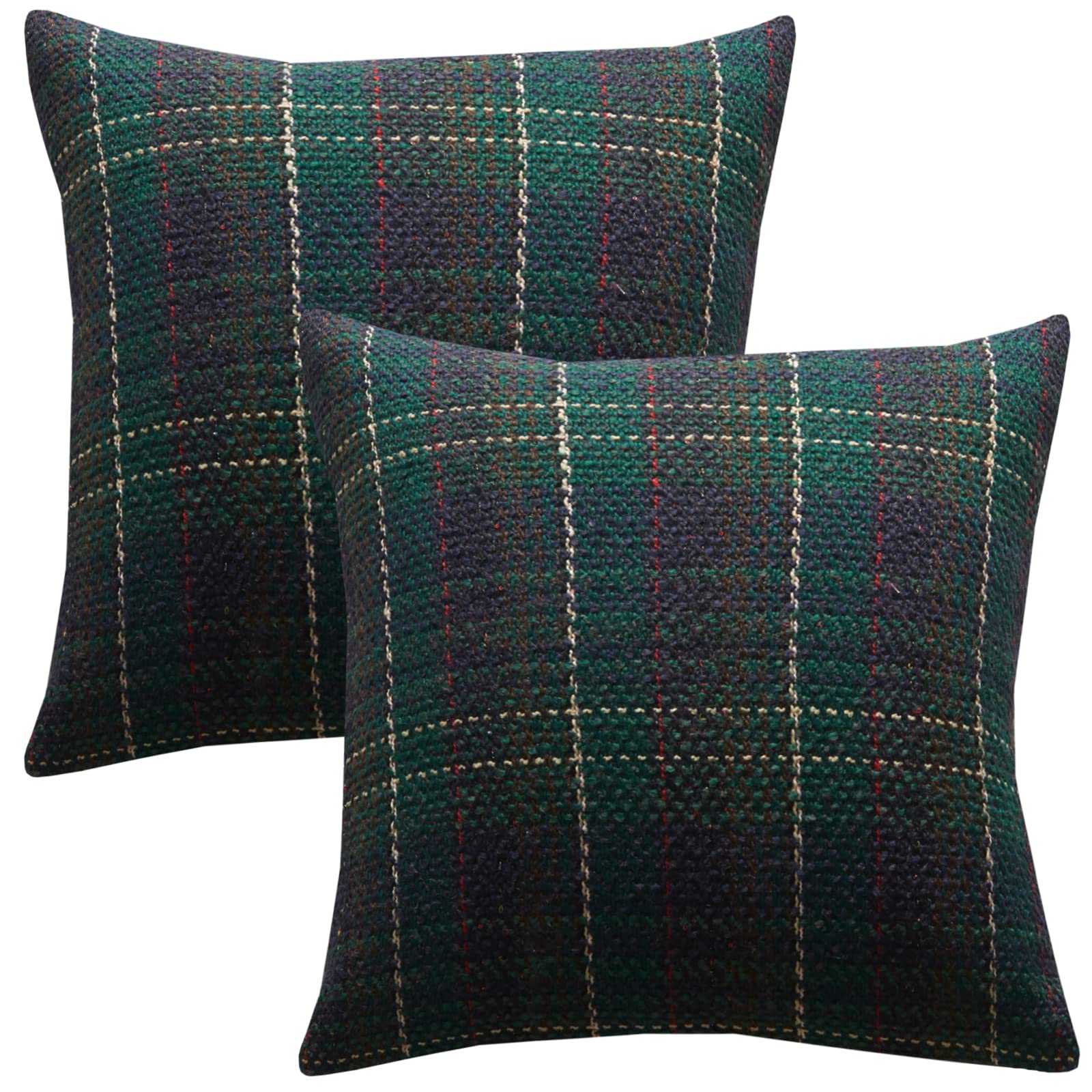 Amazon.com: LOHDALOLF Green Plaid Pillow Covers 18x18 inch Set of 2 ...
