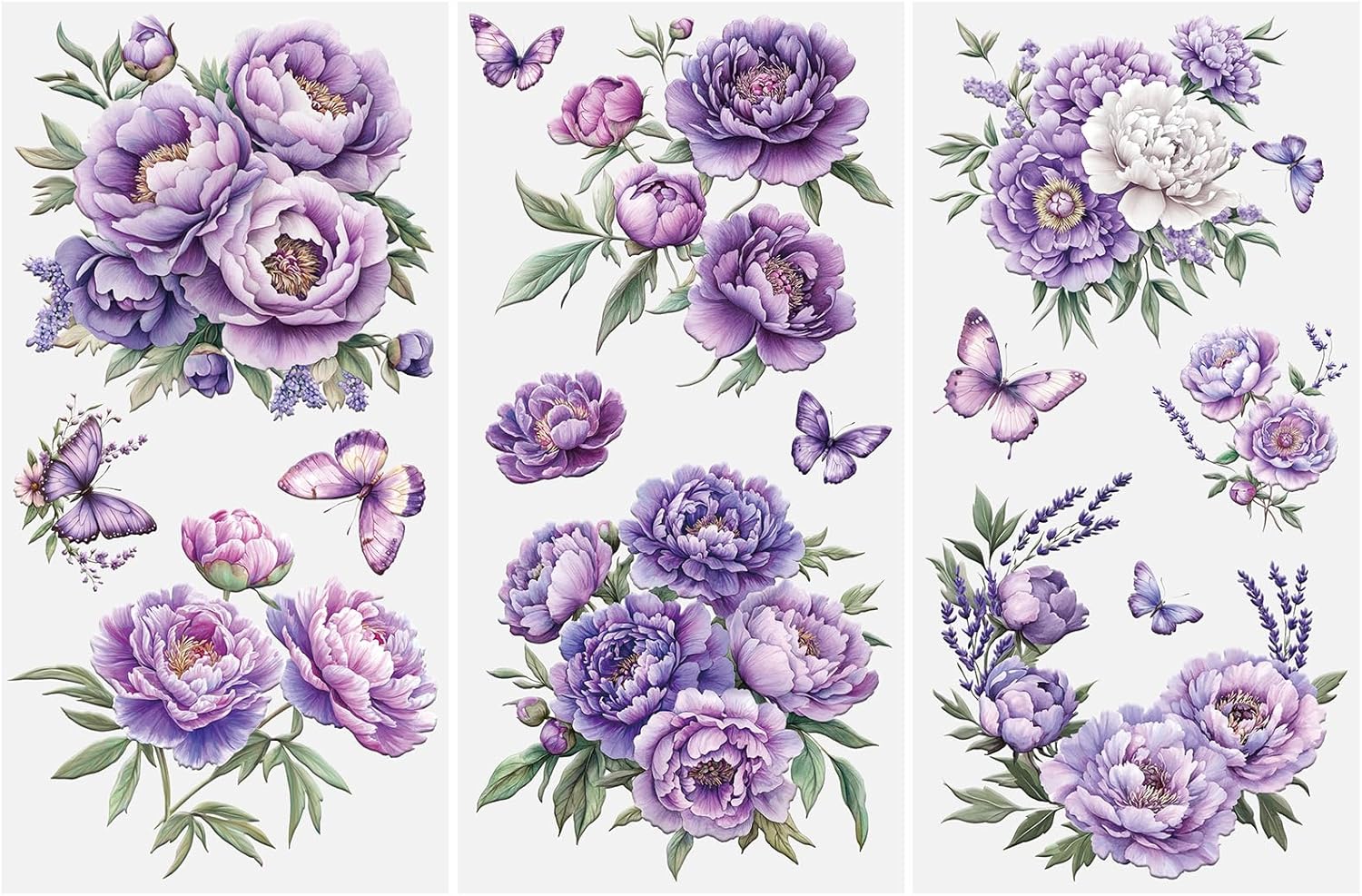 Amazon.com: HICOHAND Flowers Rub on Transfer Stickers, 3 Sheets Peony ...
