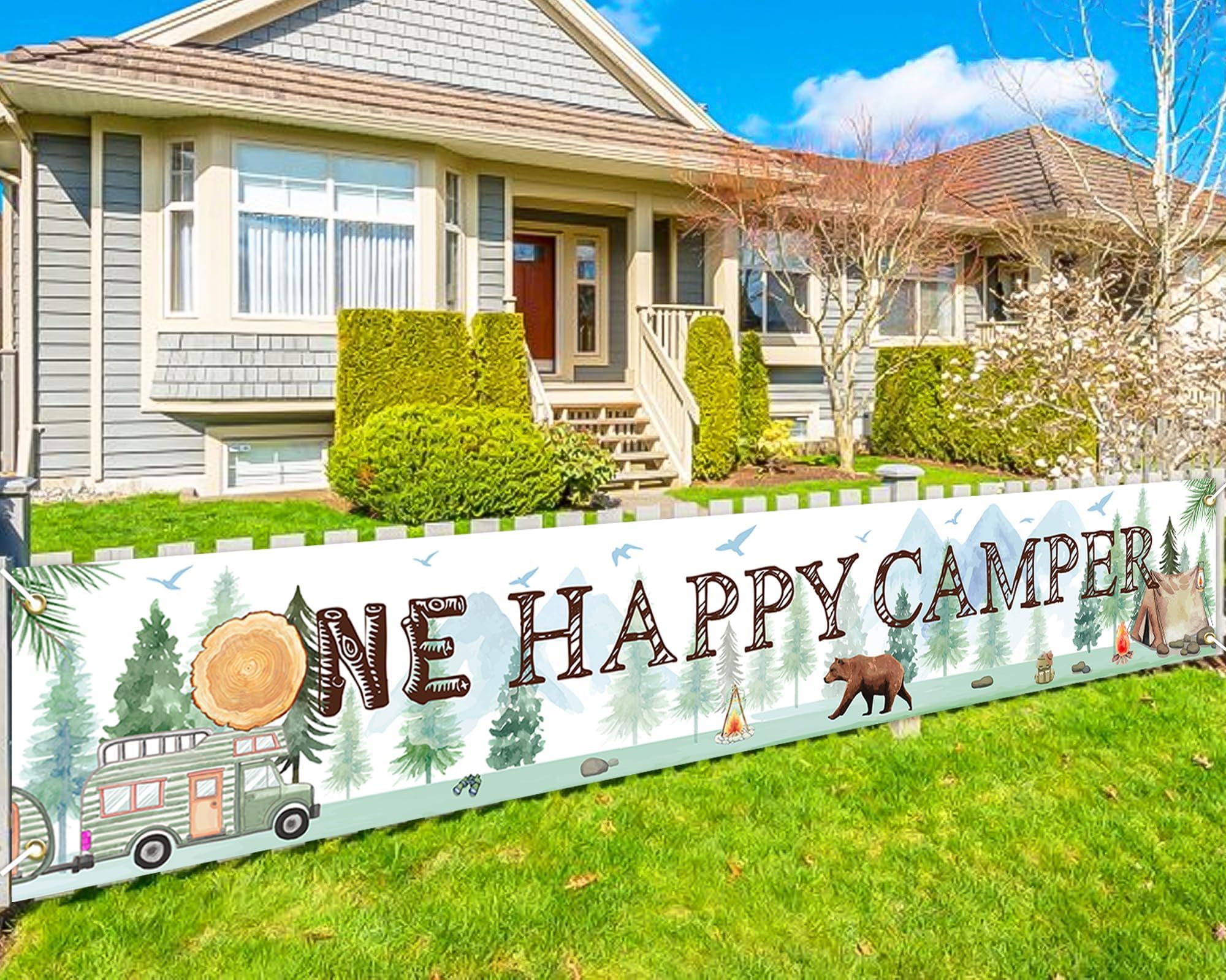 Amazon.com : Camping 1st Birthday Decorations - One Happy Camper Yard ...