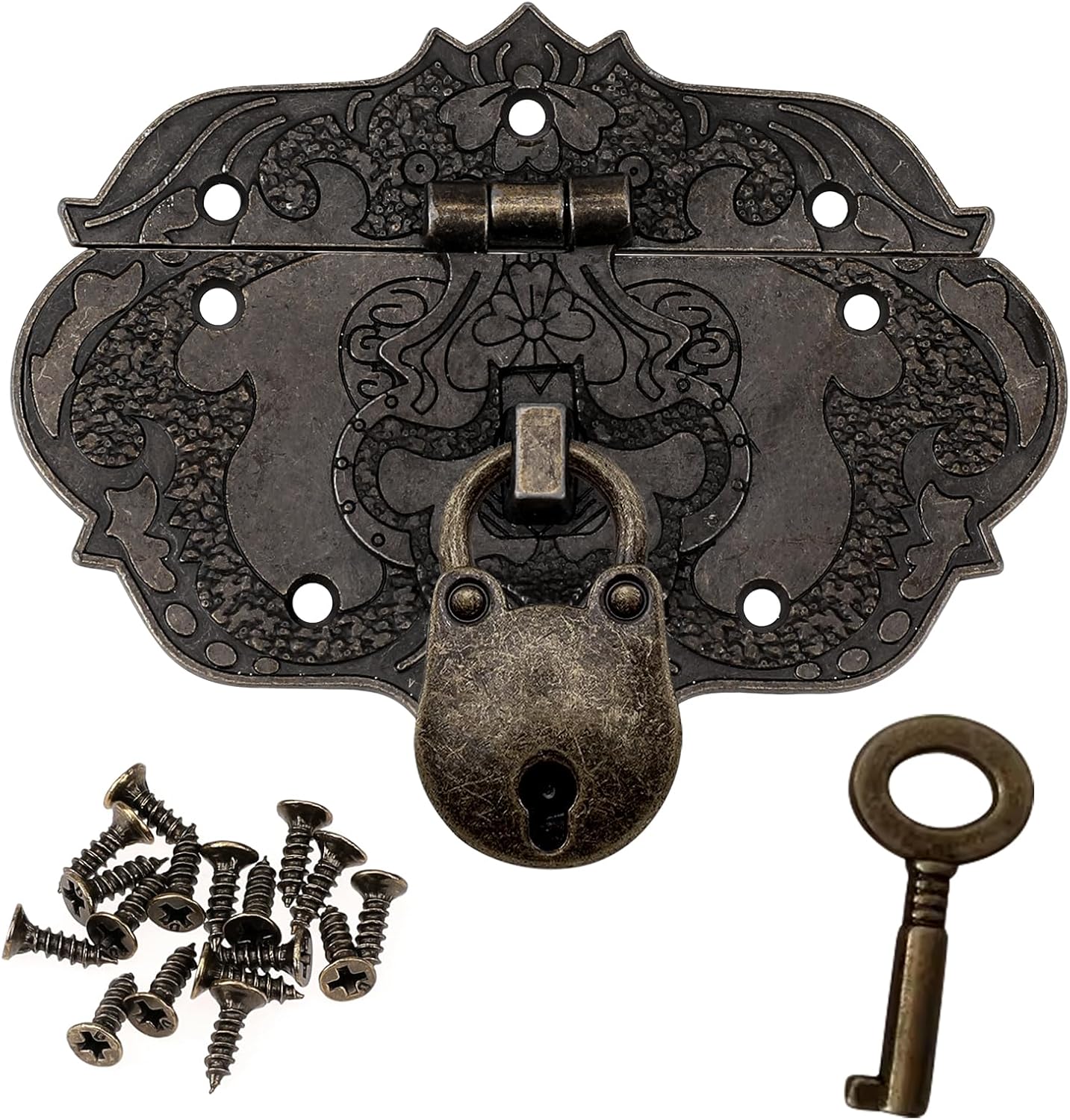 Brass Hasp Clasp Latch Lock with Screws, Locking Chest Hardware ...