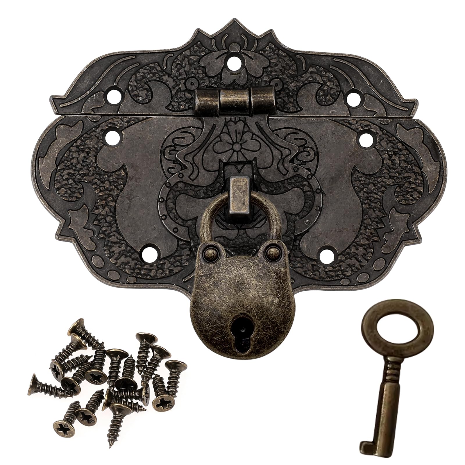Brass Hasp Clasp Latch Lock with Screws, Locking Chest Hardware ...