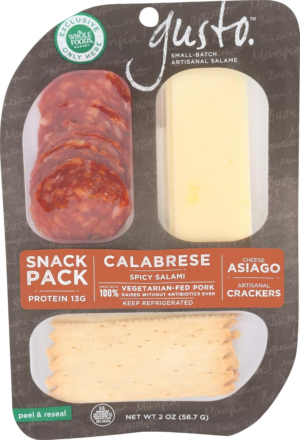 Amazon.com: Gusto, Snack Calabrese Salami Asiago Cracker, 2 Ounce