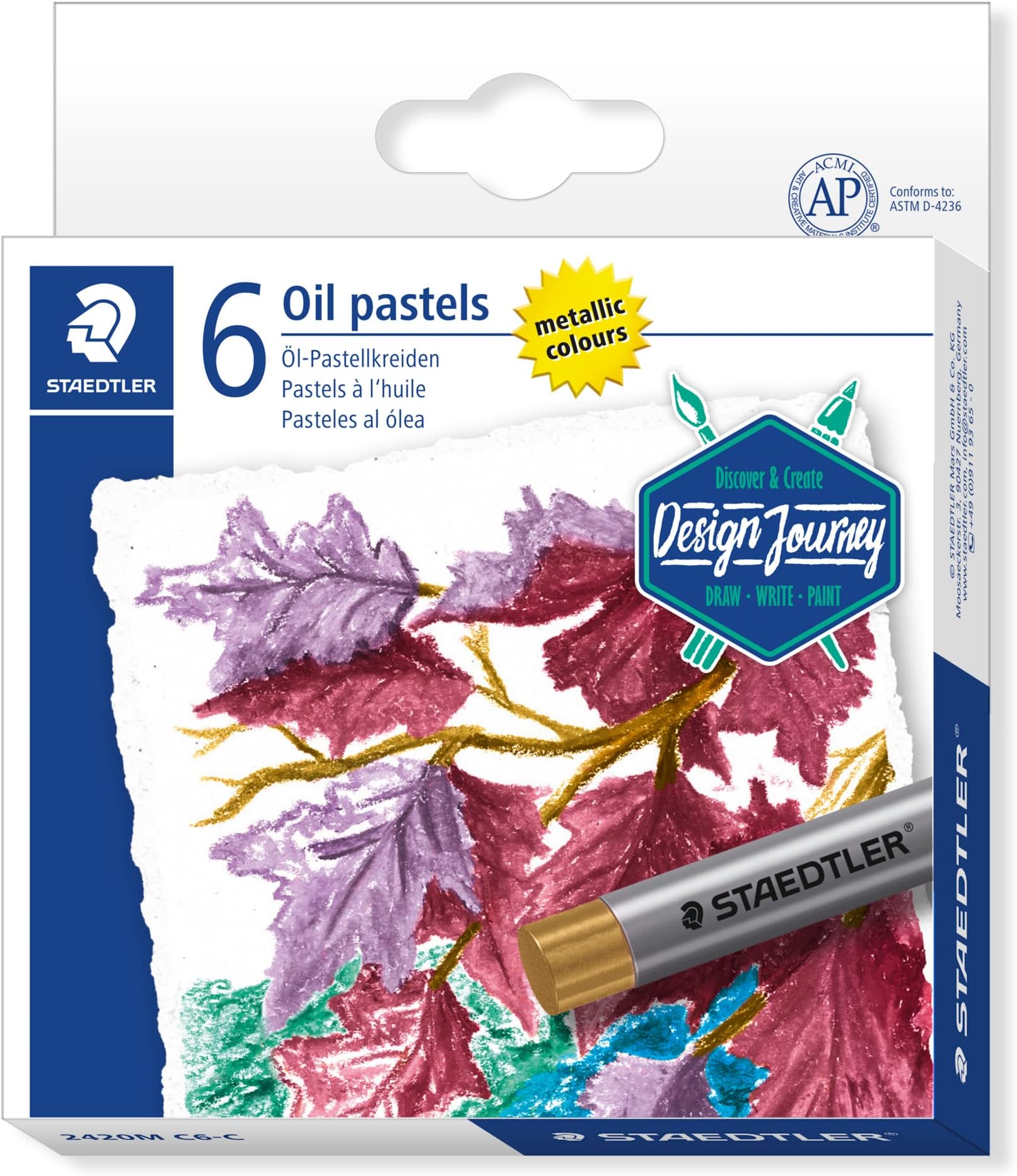 STAEDTLER 2420M C6-C Design Journey Metallic Oil Pastels - Assorted ...