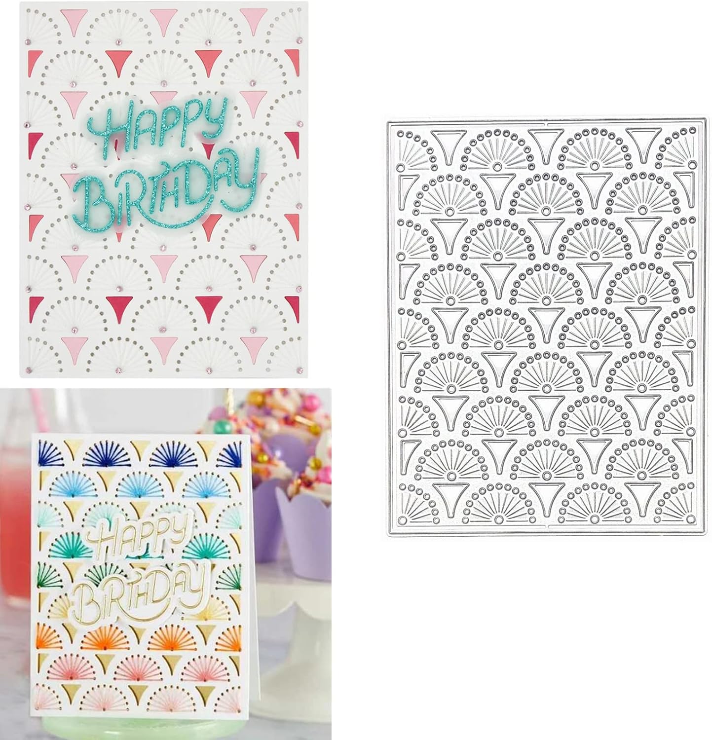 Amazon.com: Rectangle Fan-Shaped Metal Die Cuts,Stitched Fanfare Fan ...