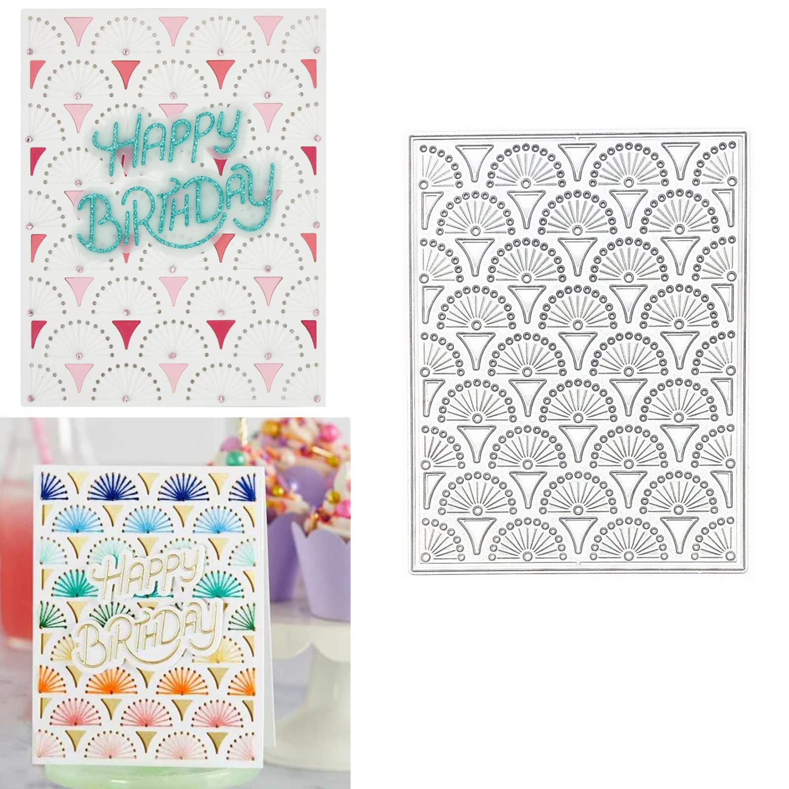 Amazon.com: Rectangle Fan-Shaped Metal Die Cuts,Stitched Fanfare Fan ...