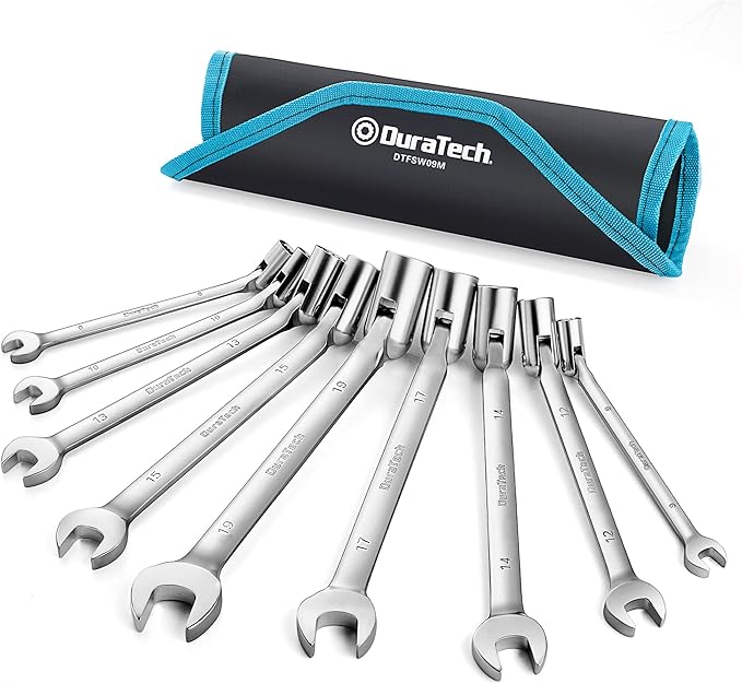 DURATECH 9-Piece Flex-Head Socket Spanner Set 8–19 mm, Metric Dual-Head ...