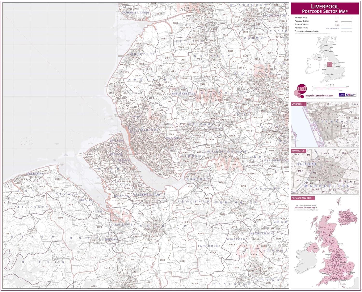 Liverpool Postcode Sector Map (Laminated) : Amazon.co.uk: Stationery ...