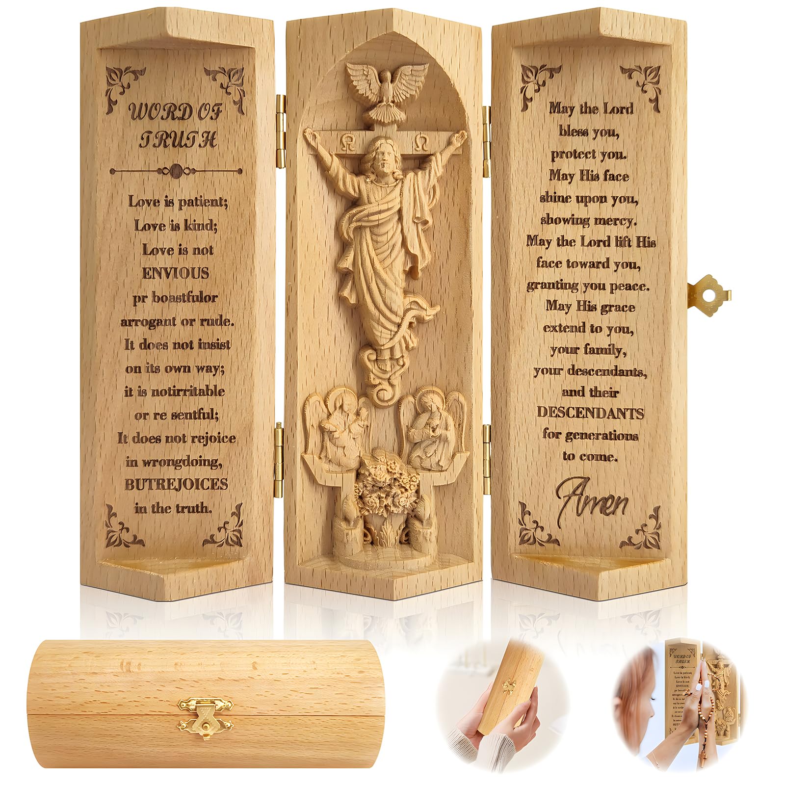 Amazon.com: Caplbus Religious Statues, Statue of Jesus, Catholic Wooden ...