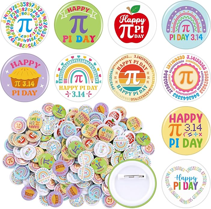 Amazon.com: Wavwavw 100 Pcs Pi Pins Party Favors 10 Styles Math Pins Π ...