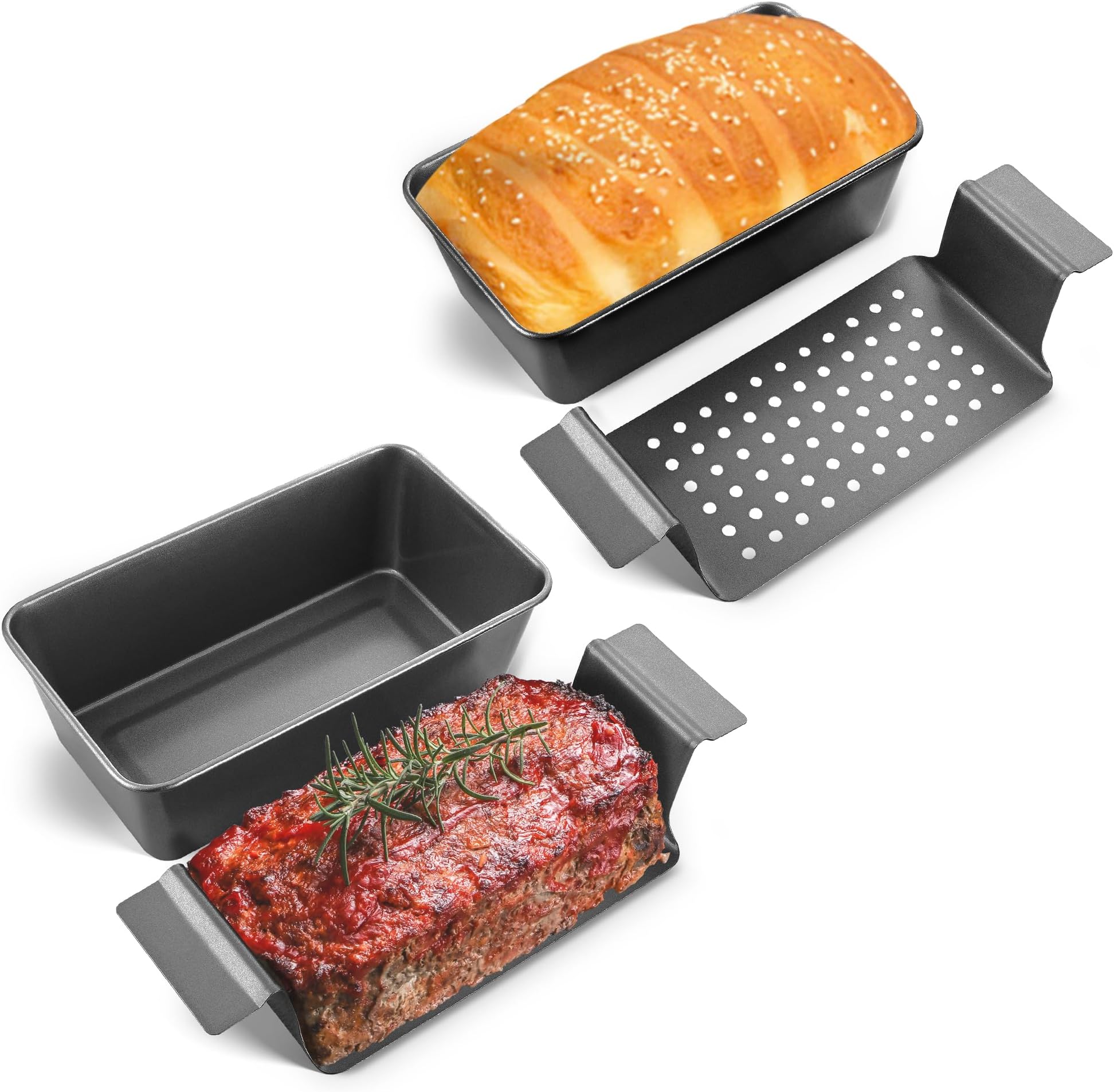 Amazon.com: Chicago Metallic Non-Stick 2-Piece Healthy Meatloaf Set ...