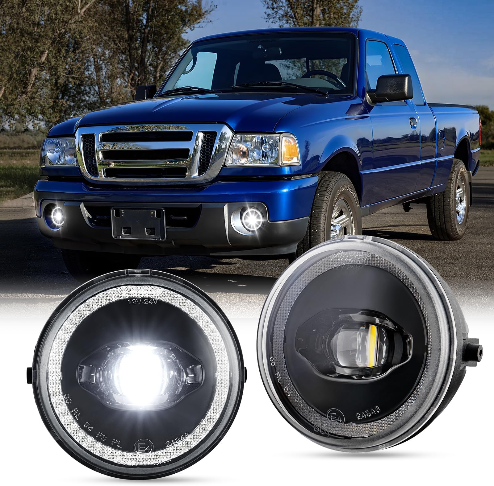 Amazon.com: HTZCMOTO 4.5" Round LED Front Fog Lights with Halo Ring DRL ...