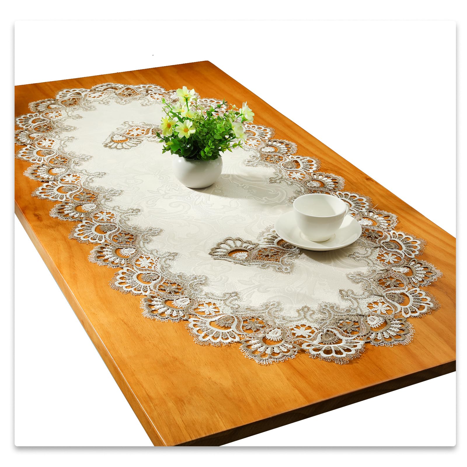 Lace Oval Table Runner Embroidered Tablecloth Lace Doily Oval Blanket ...