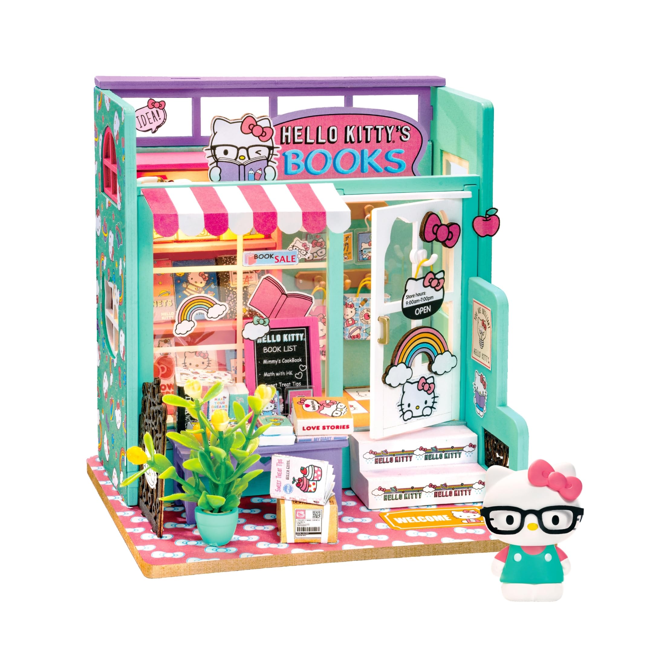 Amazon.com: Hands Craft Hello Kitty DIY Miniature Bookstore - Miniature ...
