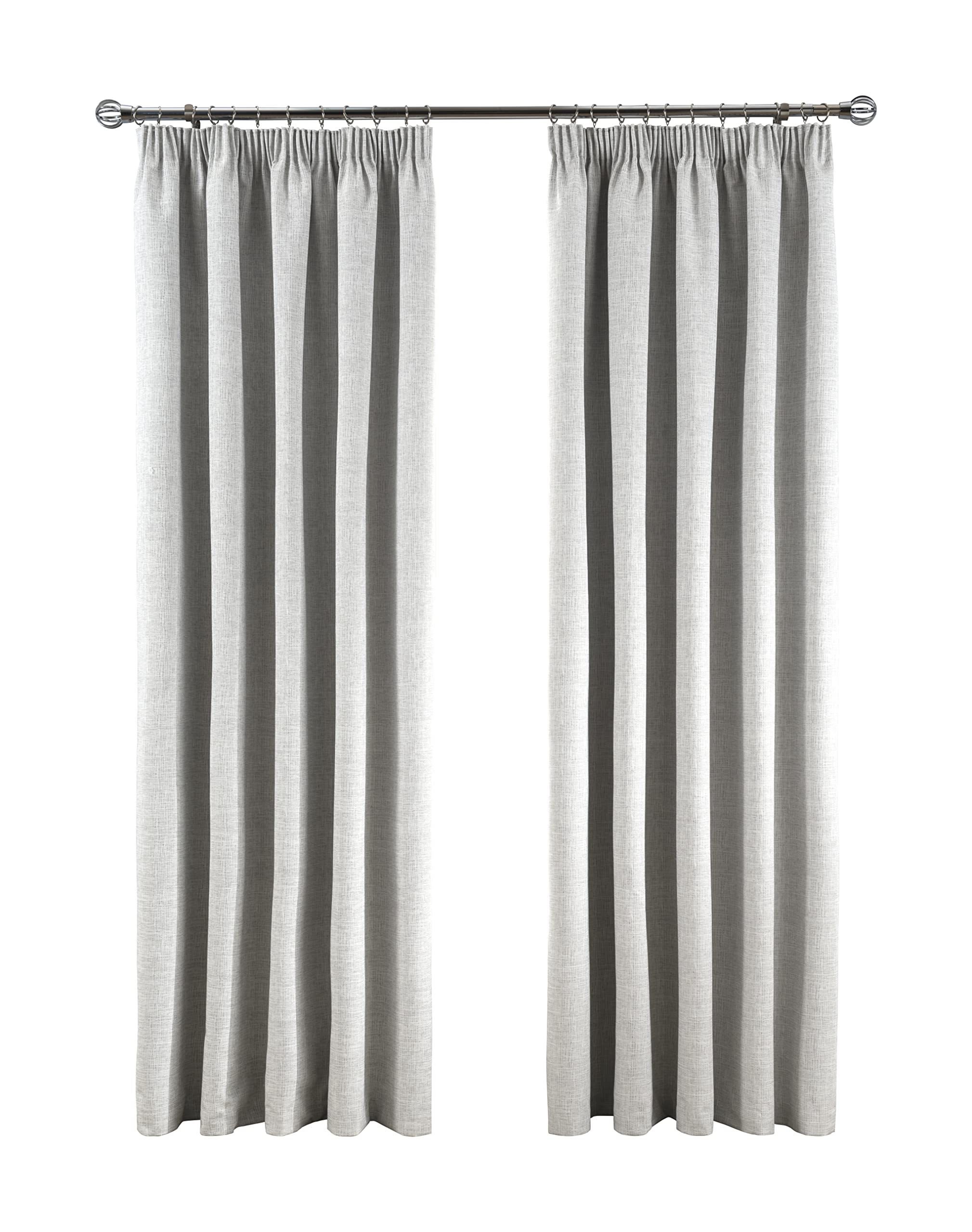 Sleepdown Textured Rib Weave Pencil Pleat Blackout Lined Curtains ...