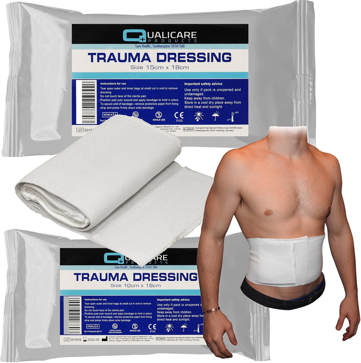 Qualicare Sterile FFD Bandage Wound Blood Clot Haemostatic Field Trauma ...
